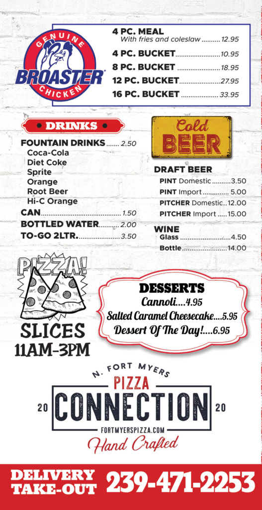 Classic Menu – Pizza Connection in North Fort Myers